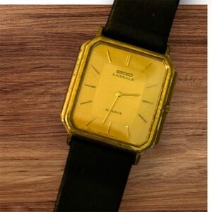 Seiko | Accessories | Mens Seiko Lassale Gold Tone Watch Quartz Super Ultra Thin Calf Leather ...